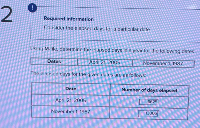 Solved Required information Consider the elapsed days for a | Chegg.com