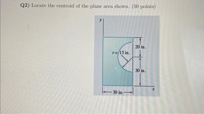Solved Q2) Locate the centroid of the plane area shown. (50 | Chegg.com