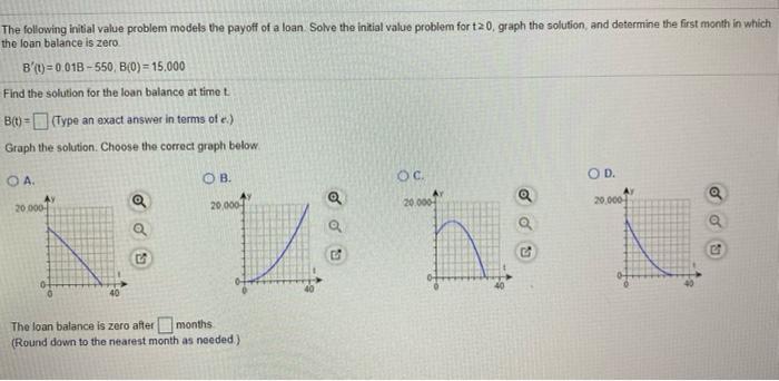 Solved The following initial value problem models the payoff | Chegg.com