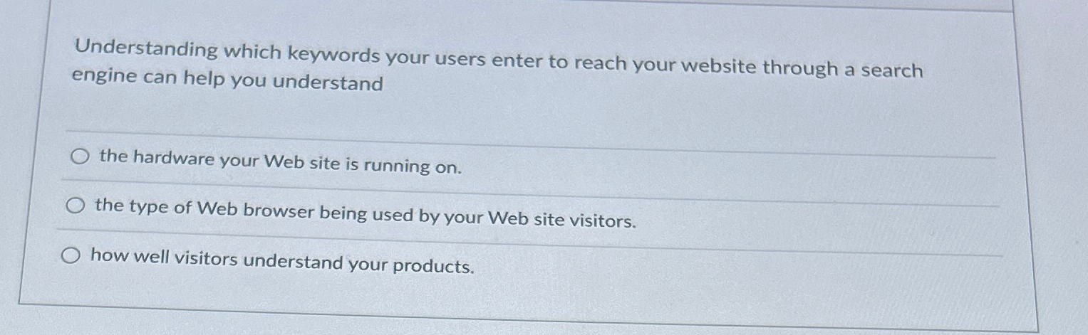 Solved Understanding which keywords your users enter to | Chegg.com