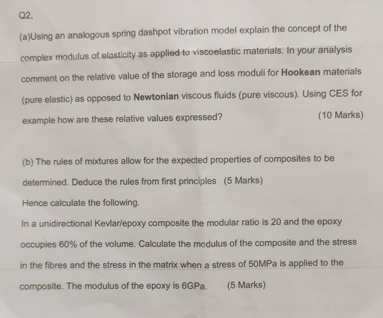 Solved Q2, (a)Using an analogous spring dashpot vibration | Chegg.com