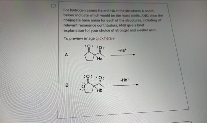 Solved U For hydrogen atoms Ha and Hb in the structures A | Chegg.com