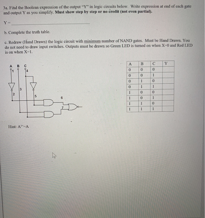 Solved 3a. Find the Boolean expression of the output "Y" in | Chegg.com