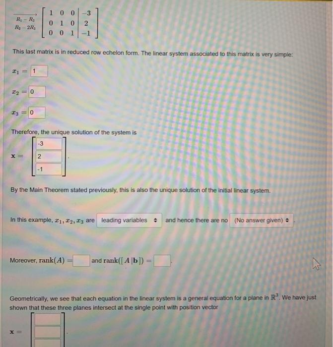 Solved Example: A consistent system with a unique solution. | Chegg.com