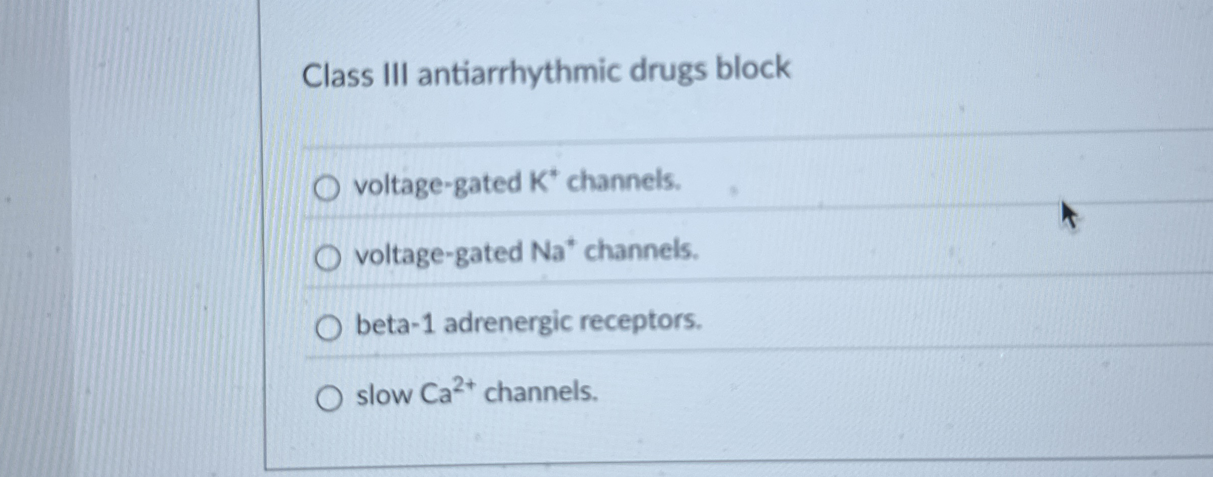 Solved Class III antiarrhythmic drugs blockvoltage-gated K** | Chegg.com
