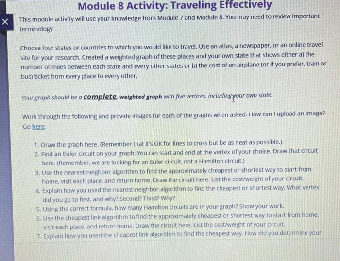 Solved This module activity will use your knowledge from | Chegg.com