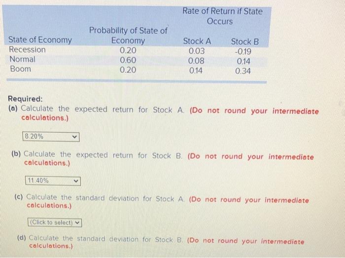 Solved State of Economy Recession Normal Boom 8.20% | Chegg.com