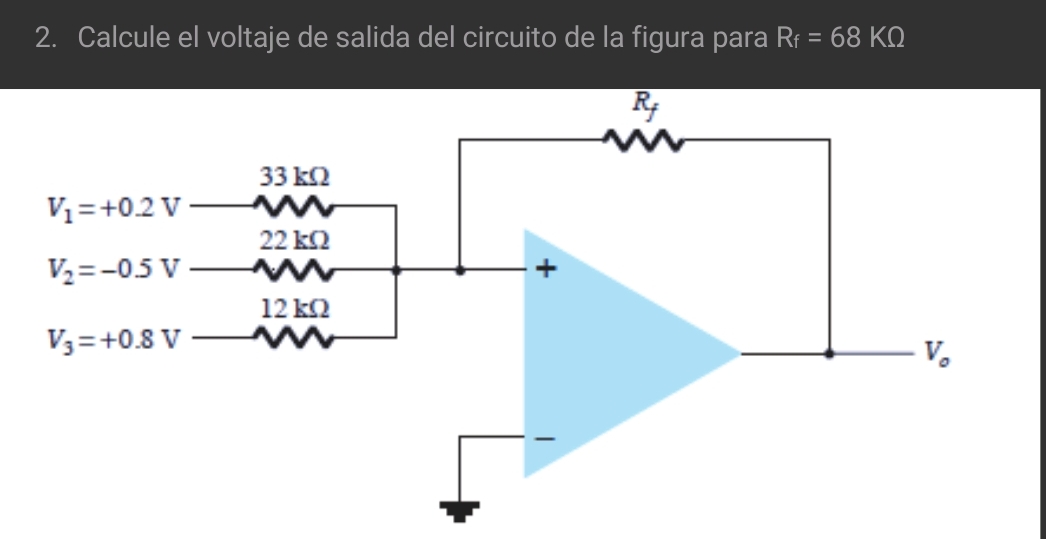 Solved Calcule el voltaje de salida del circuito de la | Chegg.com