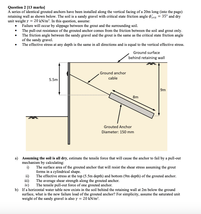 Solved Question 2 [13 ﻿marks]A series of identical grouted | Chegg.com
