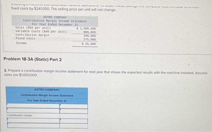 Solved Required information Problem 18-3A (Static) | Chegg.com
