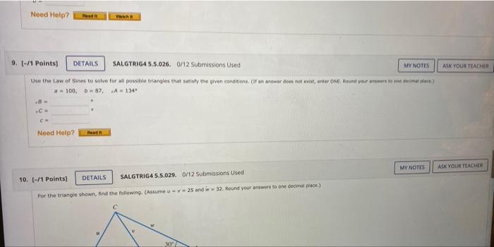 Solved Need Help? With ASK YOUR TEACHER 9. (-/1 Points) | Chegg.com