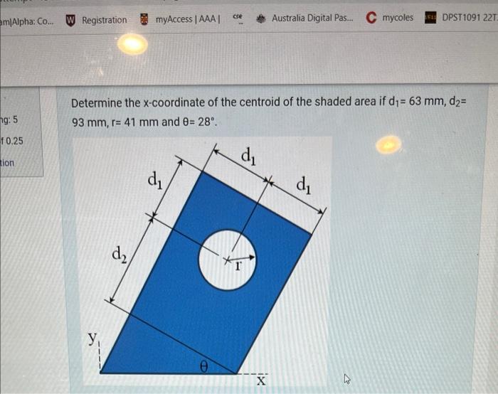 Solved Determine the x-coordinate of the centroid of the | Chegg.com