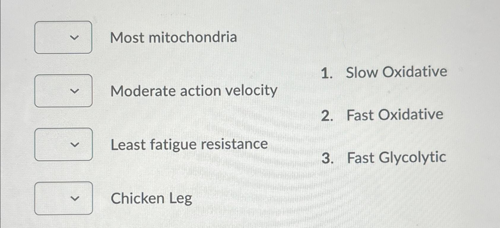 Solved Most mitochondriaModerate action velocitySlow | Chegg.com