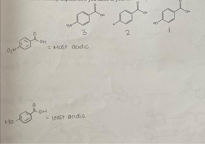Solved explain why its least acidic and most acidic | Chegg.com