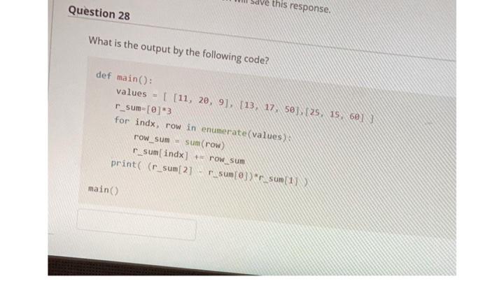 Solved What is the output by the following code? \[ | Chegg.com
