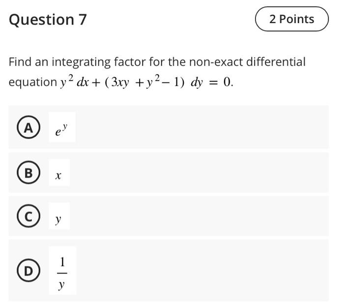 Solved A multiplier that converts a non-exact differential | Chegg.com