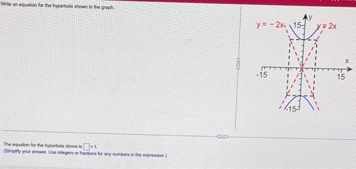 Solved Write an equation for the hyperbola shown in the | Chegg.com