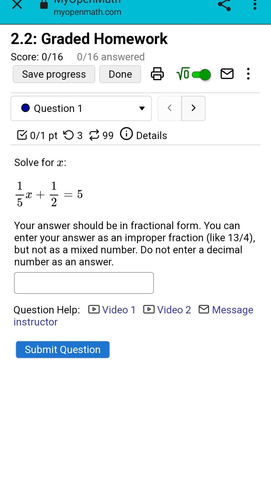 Solved v myopenmath.com 2.2: Graded Homework Score: 0/16 | Chegg.com
