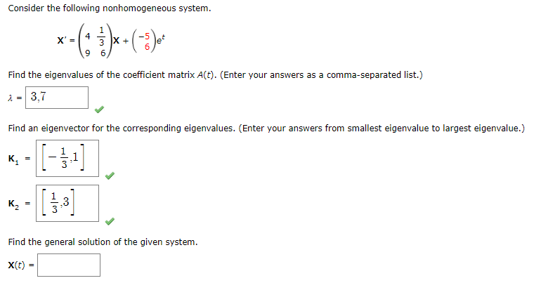 Solved Consider the following nonhomogeneous | Chegg.com