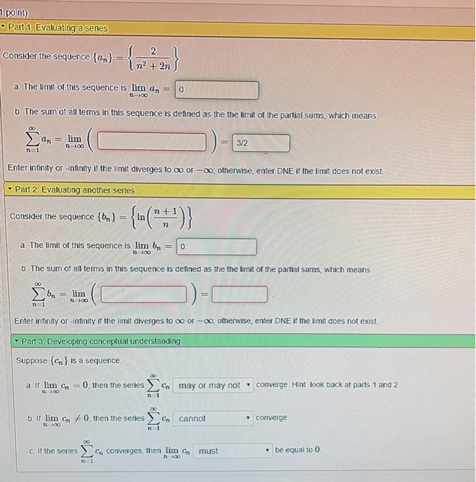 Solved point) - Part 1. Evaluating a series Consider the | Chegg.com
