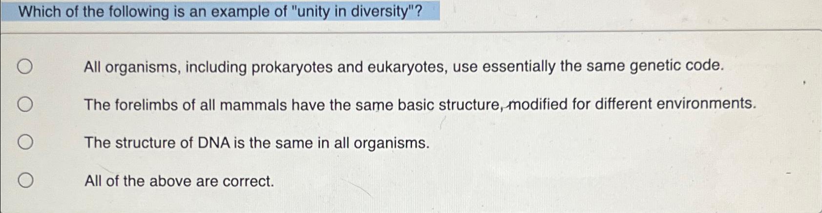 Solved Which of the following is an example of "unity in | Chegg.com