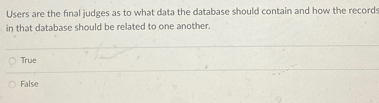 Solved Users are the final judges as to what data the | Chegg.com