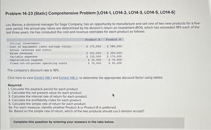 Solved Problem 14-23 (Static) Comprehensive Problem [LO14-1, | Chegg.com
