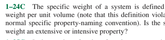 Solved 1-24C The specific weight of a system is defined | Chegg.com