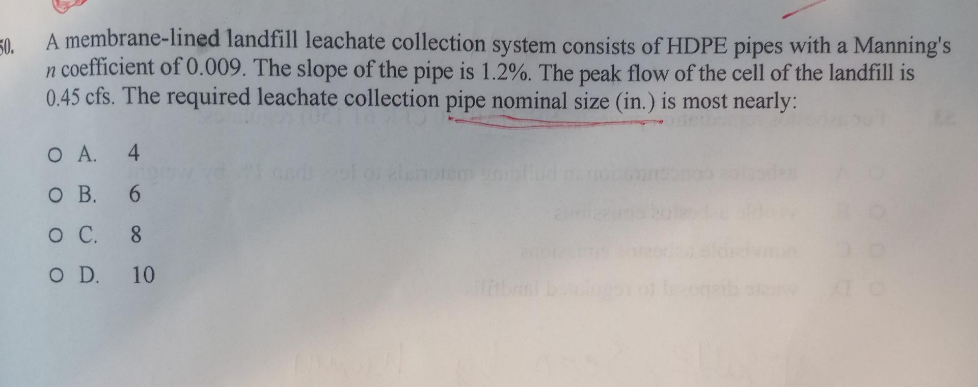 Solved A membrane-lined landfill leachate collection system | Chegg.com
