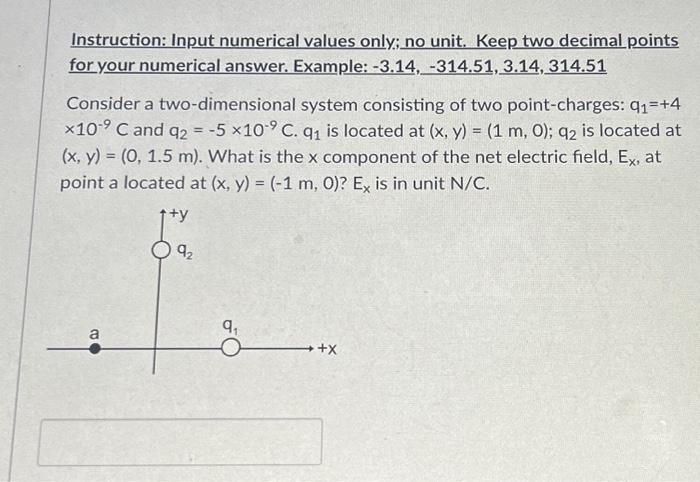 Solved Instruction: Input numerical values only; no unit. | Chegg.com