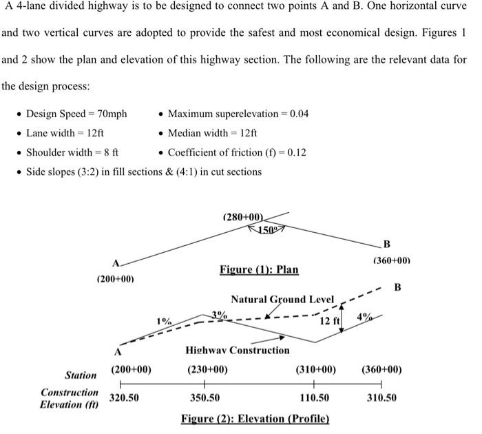 Solved A 4-lane divided highway is to be designed to connect | Chegg.com