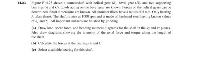 Solved 14.23 Figure P14.23 shows a countershaft with helical | Chegg.com