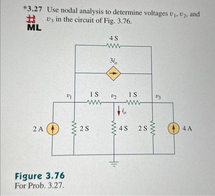 Solved 327 Use Nodal Analysis To Determine Voltages V1v2 5527