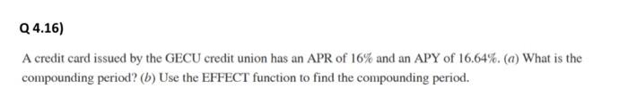 Solved A credit card issued by the GECU credit union has an | Chegg.com