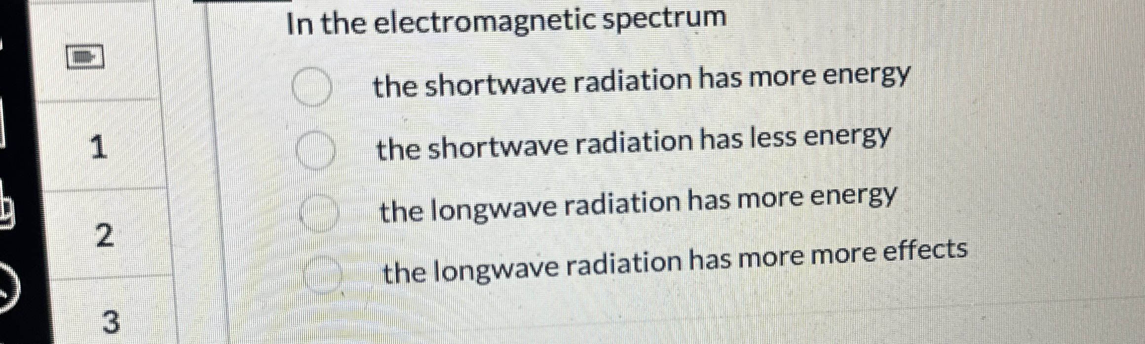 Solved In the electromagnetic spectrumthe shortwave | Chegg.com