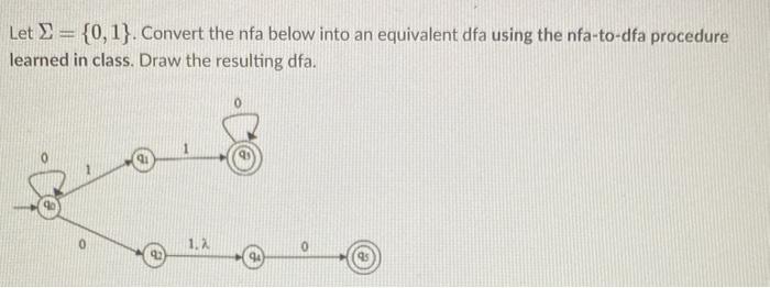 Solved Let = {0,1}. Convert the nfa below into an equivalent | Chegg.com