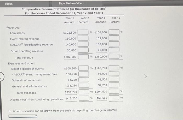 Solved The following comparative income statement (in | Chegg.com