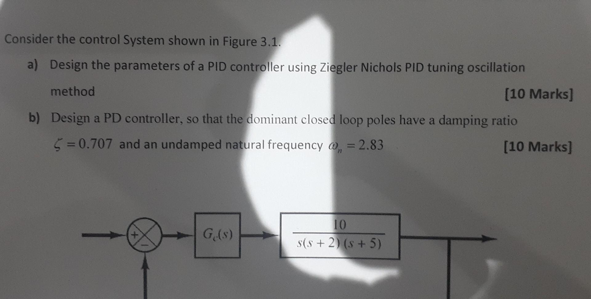 Solved Consider the control System shown in Figure 3.1. a) | Chegg.com
