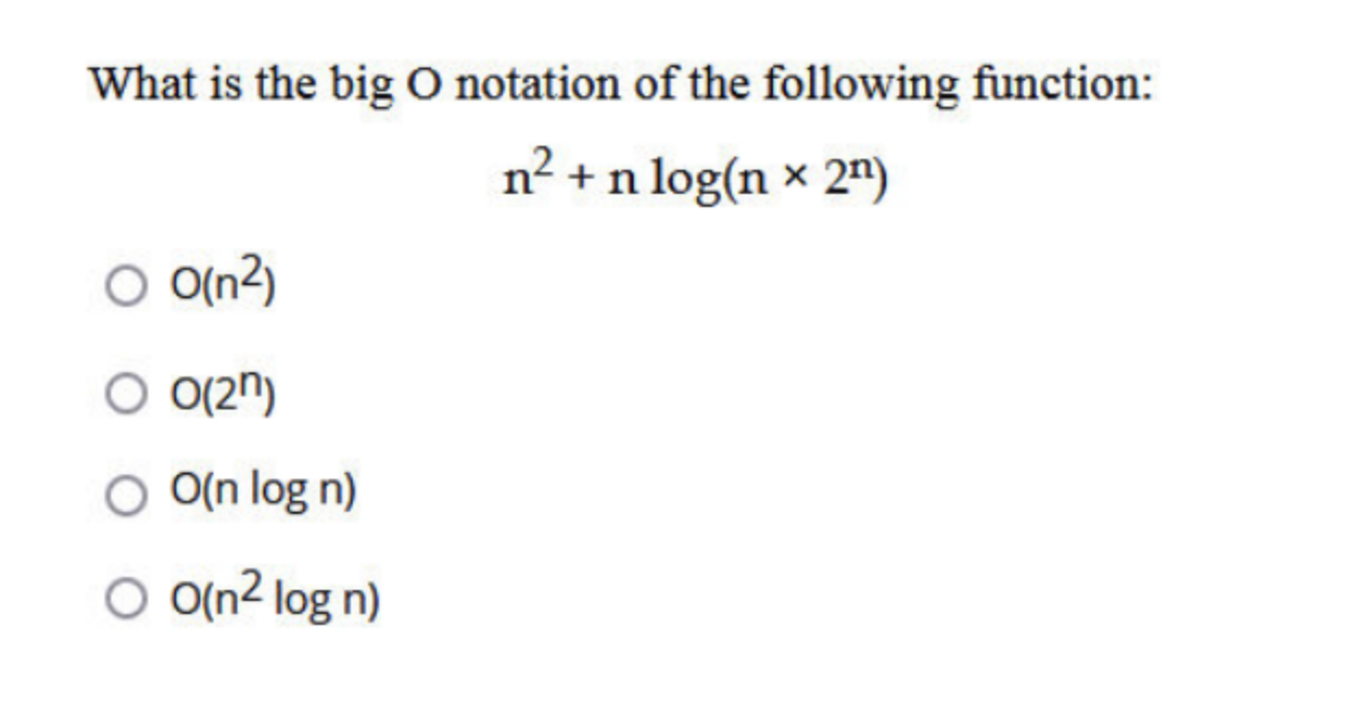 Solved What is the big O ﻿notation of the following | Chegg.com