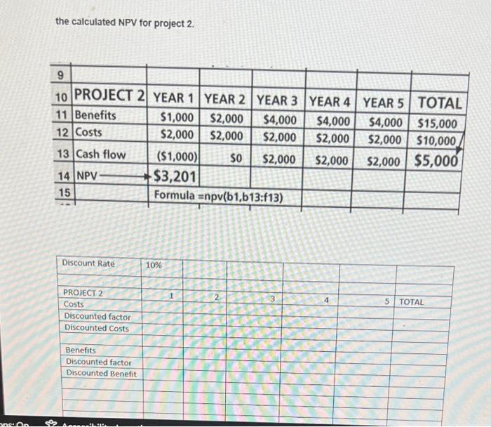 Solved the calculated NPV for project 2. | Chegg.com
