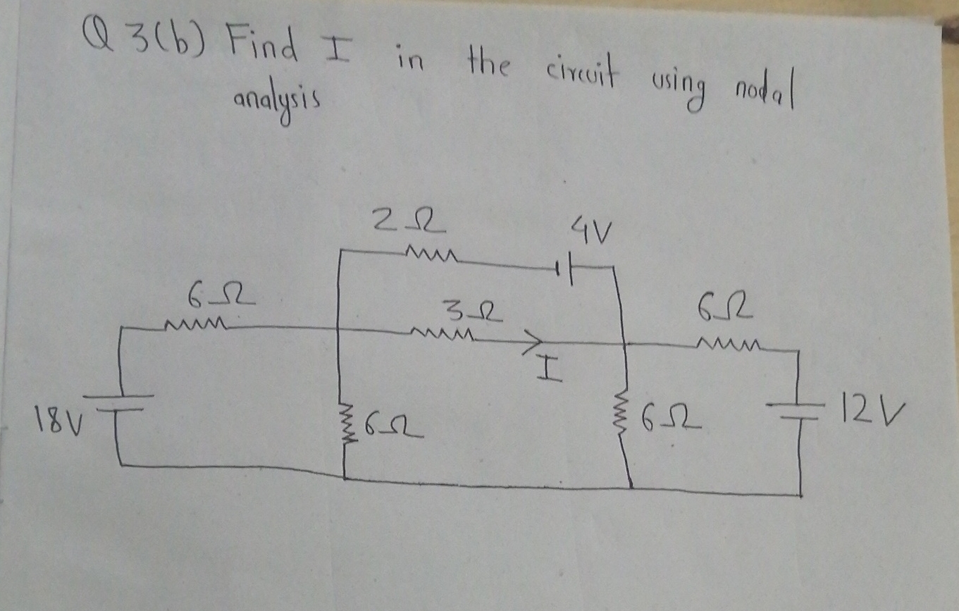 Solved Q 3 B ﻿find I In The Circuit Using Nodal Analysis