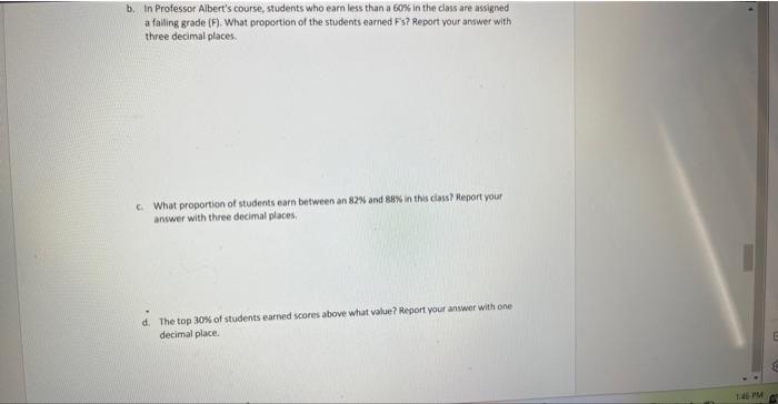Solved 5. Final grades in Professor Albert's large calculus | Chegg.com