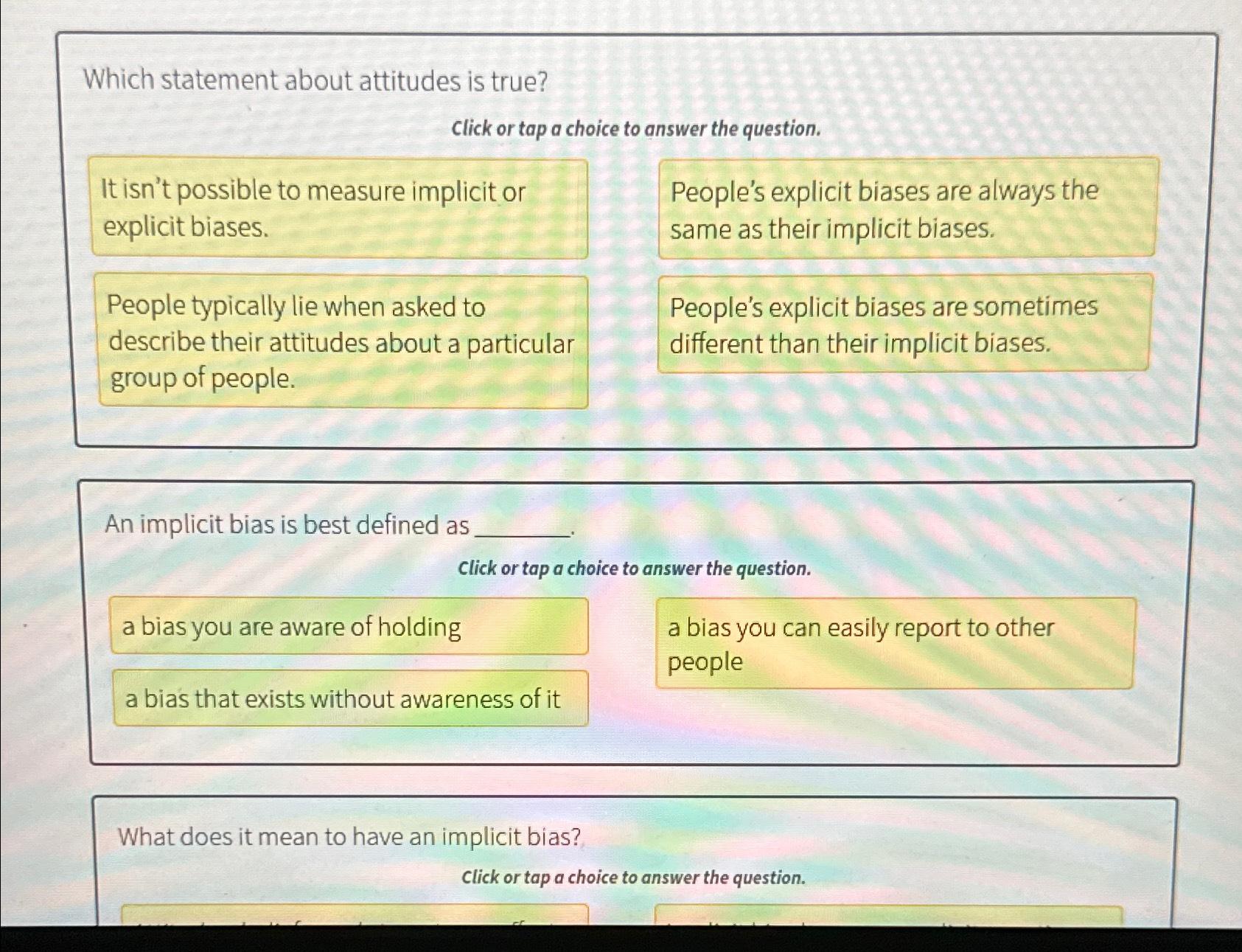 Solved Which statement about attitudes is true?Click or tap | Chegg.com