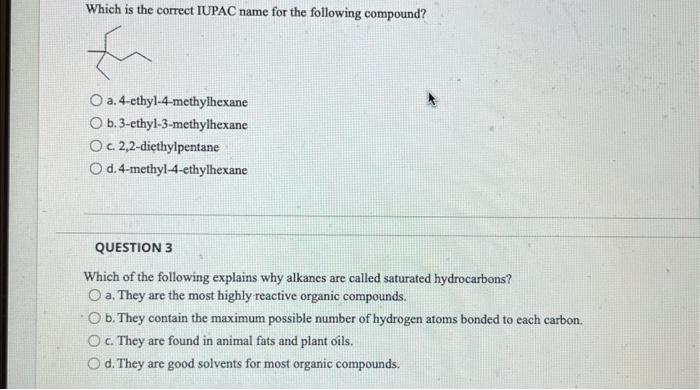 Solved Which is the correct IUPAC name for the following | Chegg.com