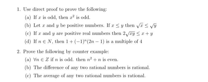 Solved 1. Use direct proof to prove the following: (a) If x | Chegg.com