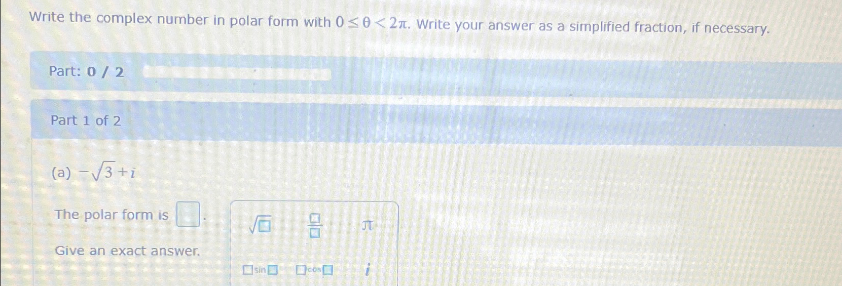Solved Write the complex number in polar form with 0≤θ