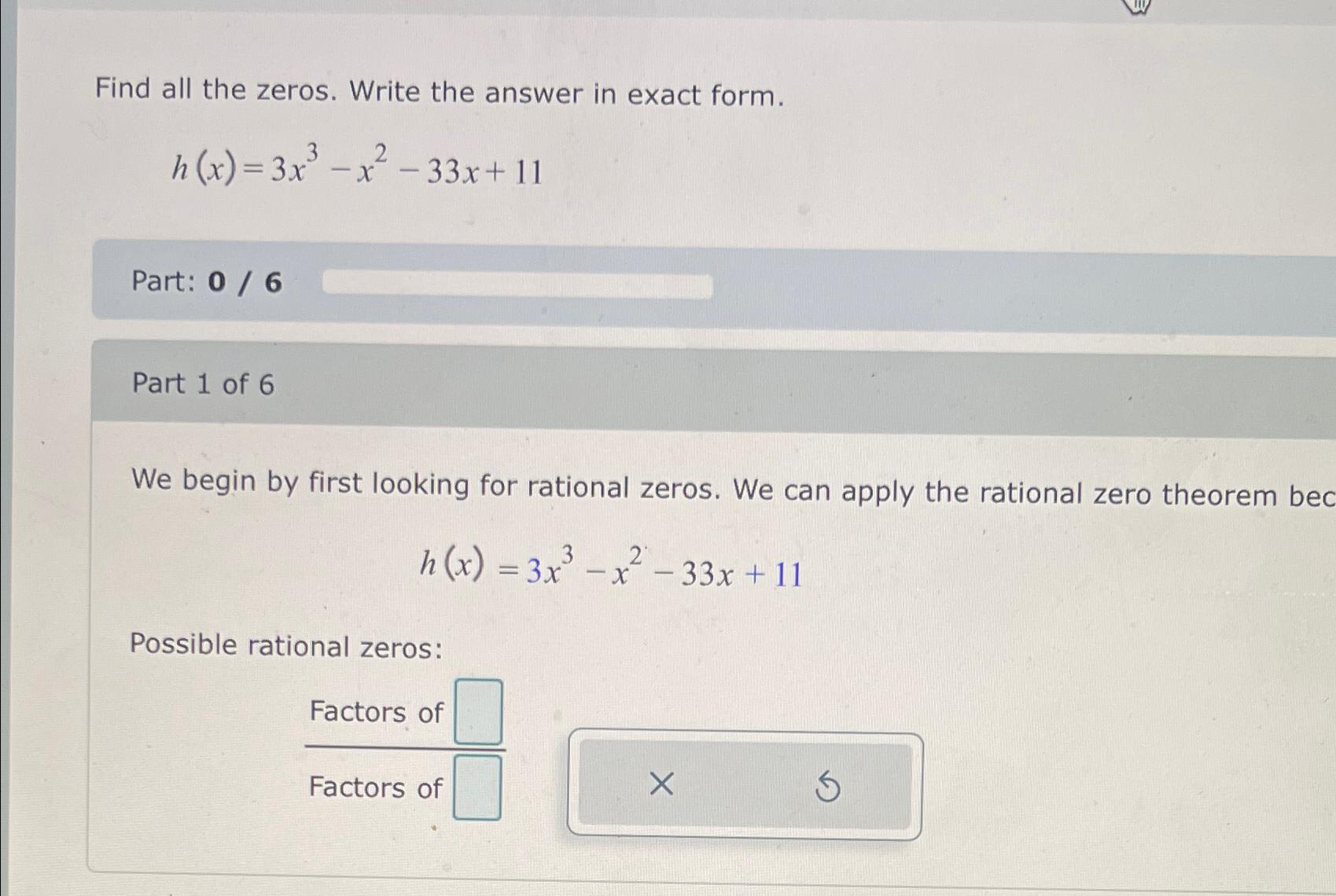 Solved Find all the zeros. Write the answer in exact | Chegg.com
