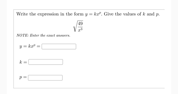 Solved Write the expression in the form kr. Give the values | Chegg.com