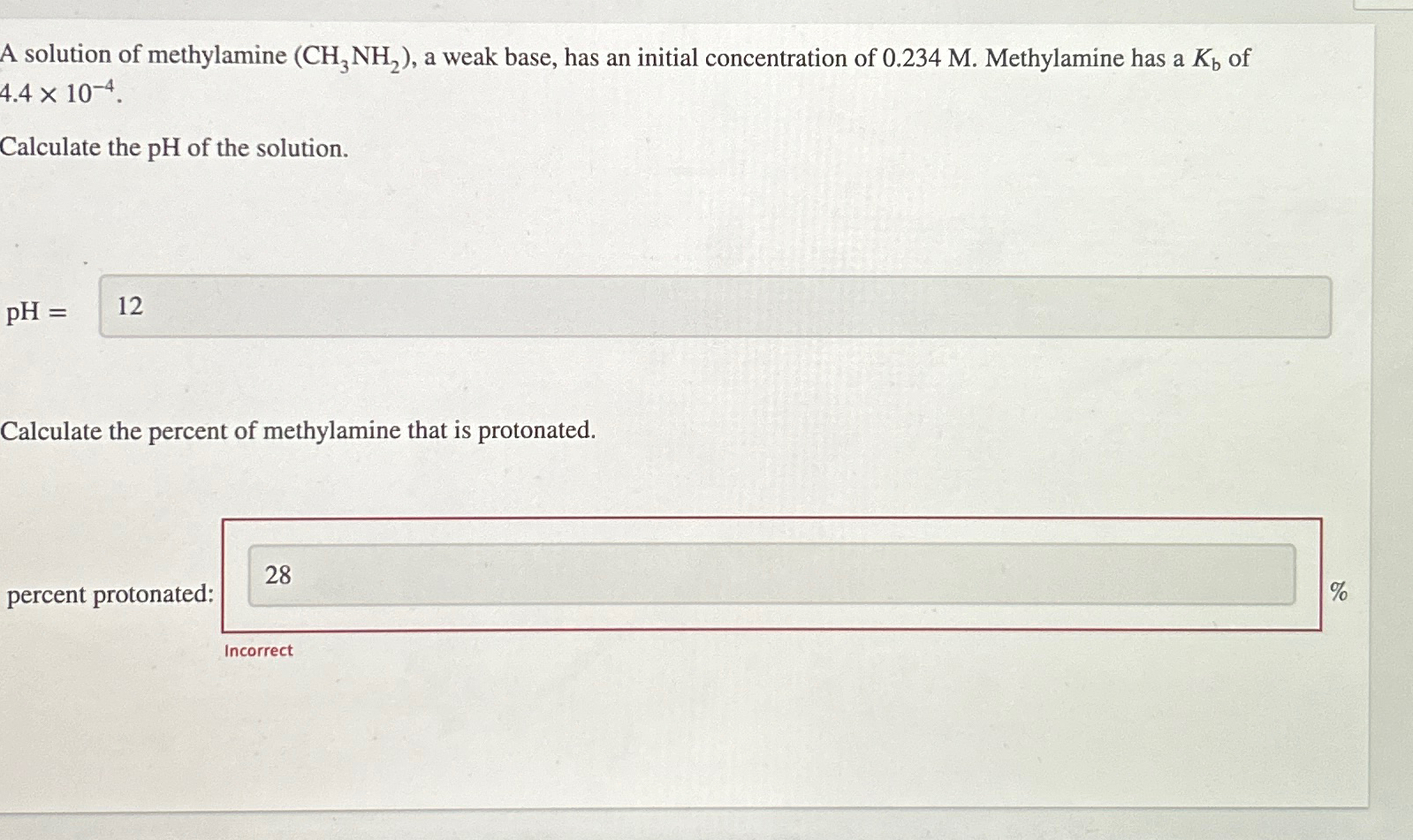 Solved A solution of methylamine (CH3NH2), ﻿a weak base, has | Chegg.com