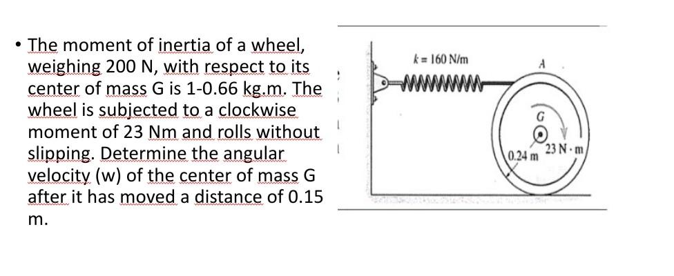 Solved The moment of inertia of a wheel, weighing 200 N, | Chegg.com